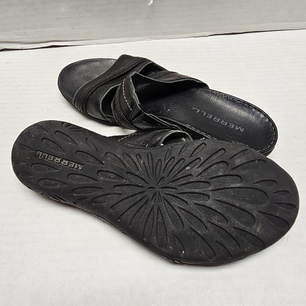 Merrell Piccolo Black Slides Sandals Slip On Leather … - Gem